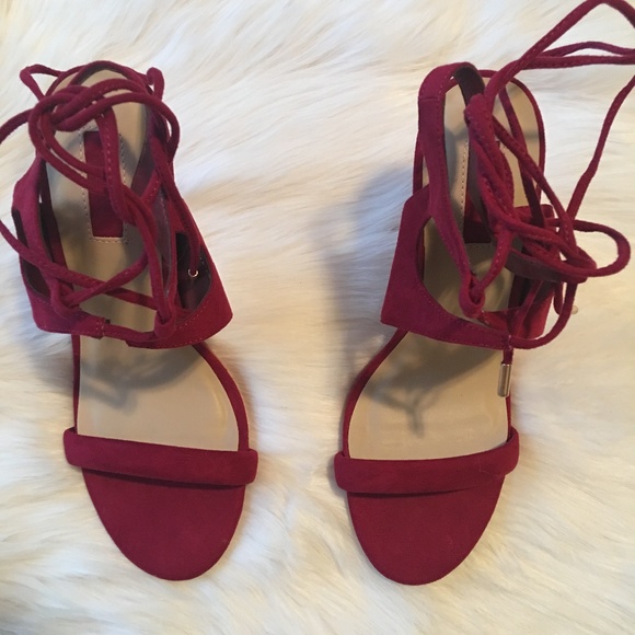 Forever 21 | Shoes | Nwt Forever 2 Dark Red Wrap Heels 75m | Poshmark